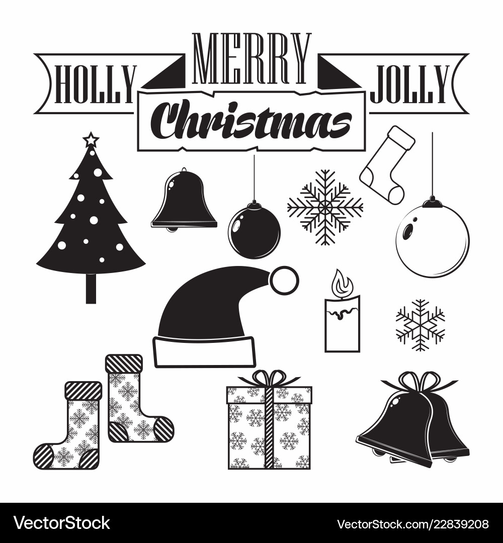 Monochrome christmas icon Royalty Free Vector Image