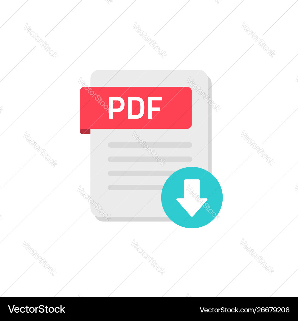 PDF Download Icon - White Flat Royalty Free Vector Image