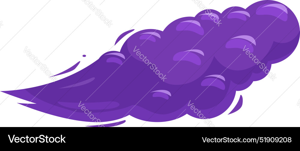 Purple cartoon smoke cloud is floating and leaving