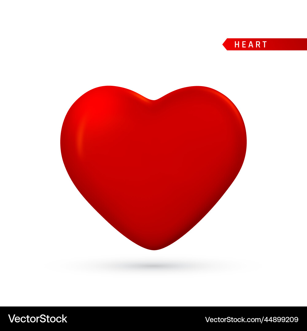 3d realistic heart icon red love symbol Royalty Free Vector