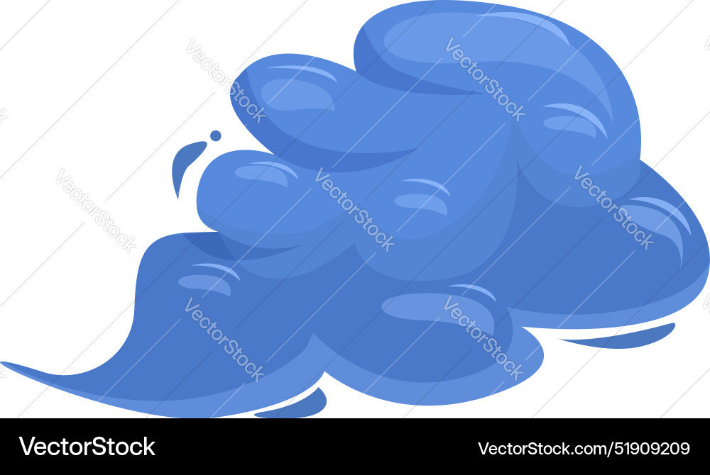 Blue smoke cloud is floating in cartoon style Vector Image