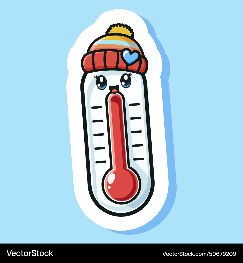 Cartoon cold thermometer sticker temperature Vector Image