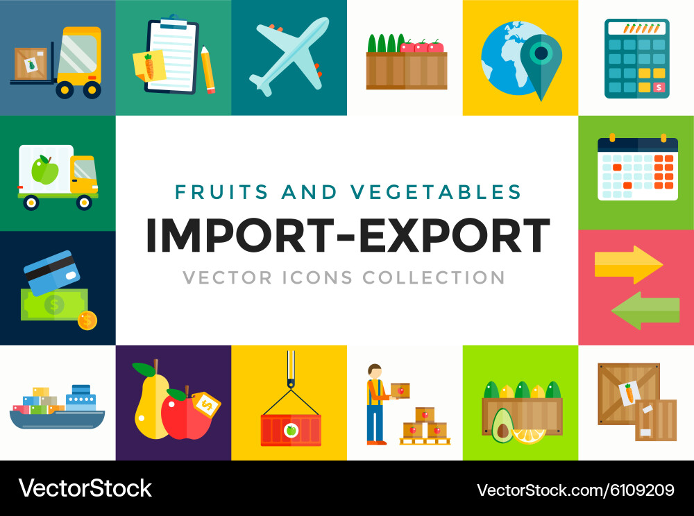 Import export fruits and vegetables delivery Vector Image