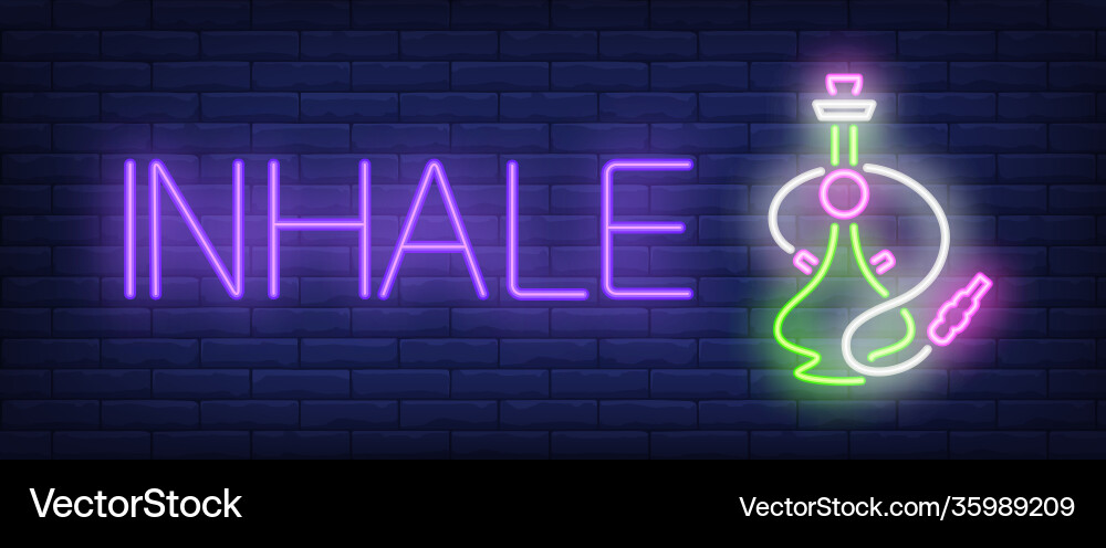 Inhale neon sign Royalty Free Vector Image - VectorStock