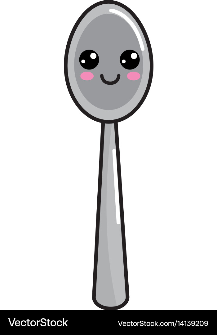 Kawaii cute happy spoon tool Royalty Free Vector Image