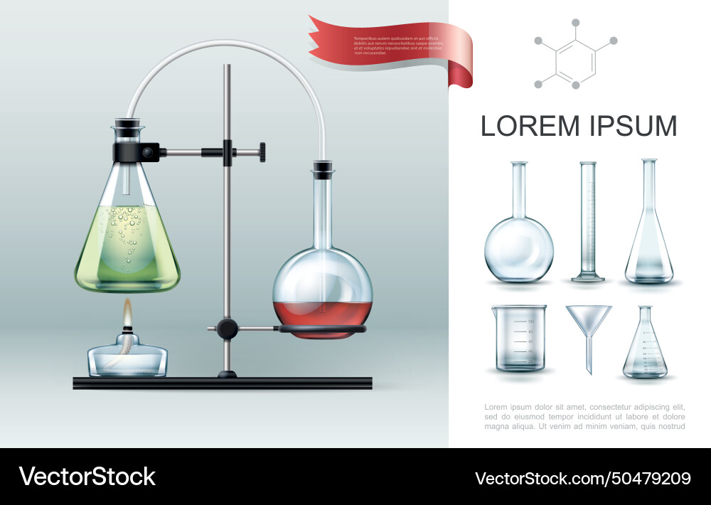 Realistic laboratory experiment elements concept Vector Image