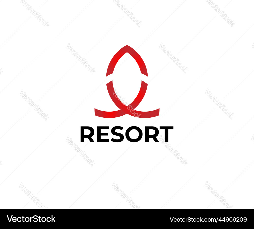 Simple floral red hotel resort logo design Vector Image