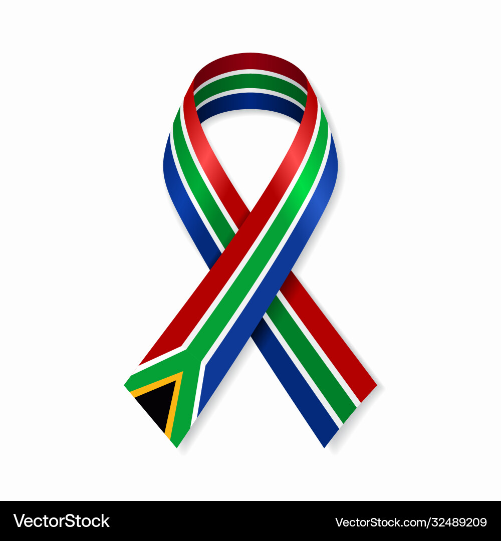 South african flag stripe ribbon on white Vector Image