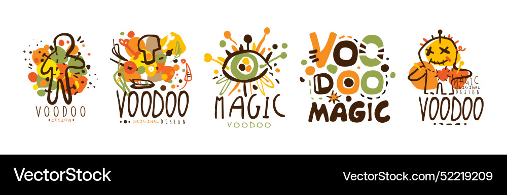 Voodoo original design logo and label collection Vector Image