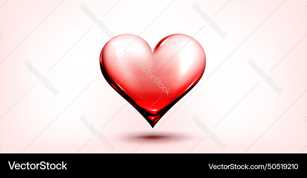 3d glass heart floating in air with shadow Vector Image