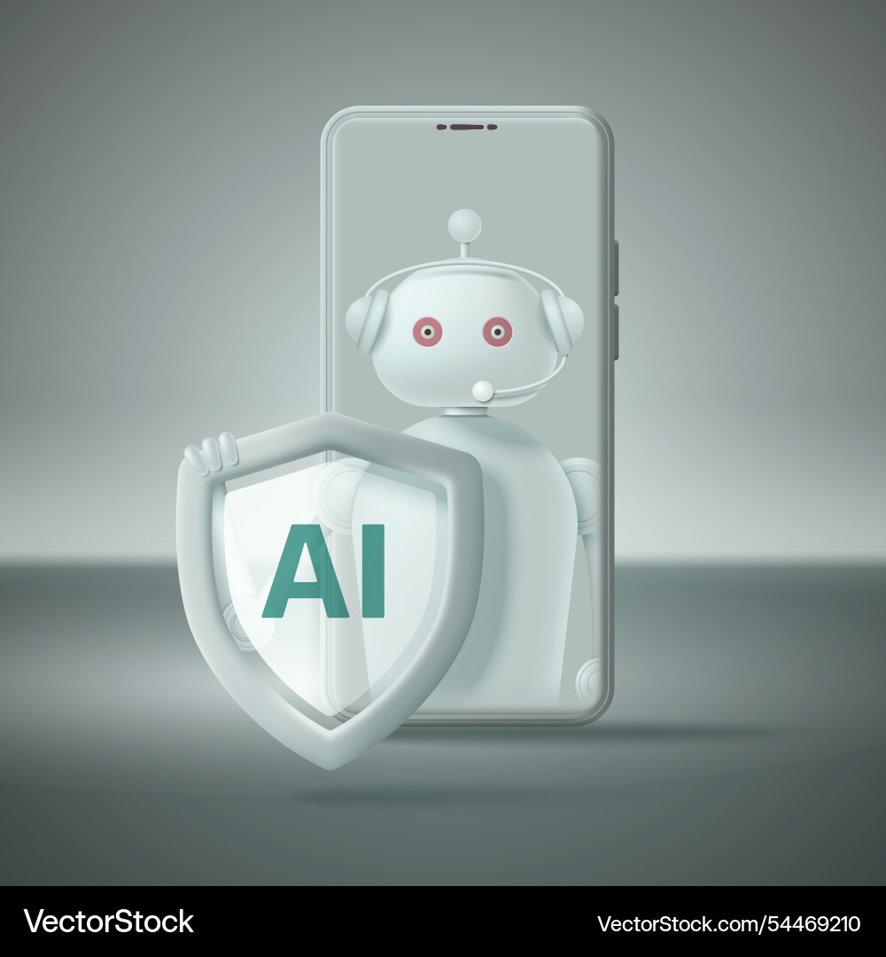 Artificial intelligence robot with shield Vector Image