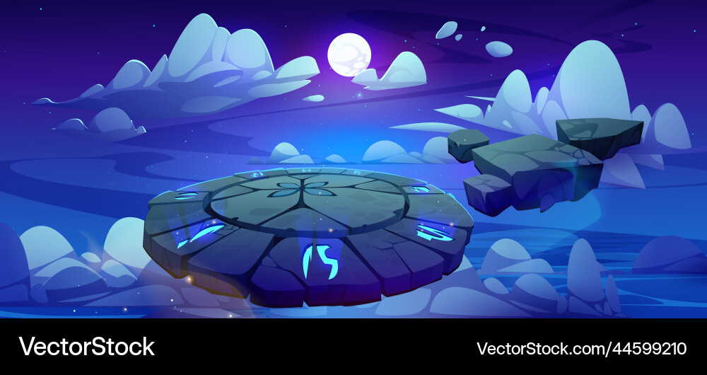 Battle arena magic altar with runes in float sky Vector Image