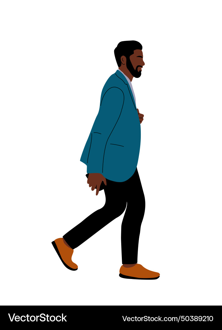 Black man walking side view isolated Royalty Free Vector