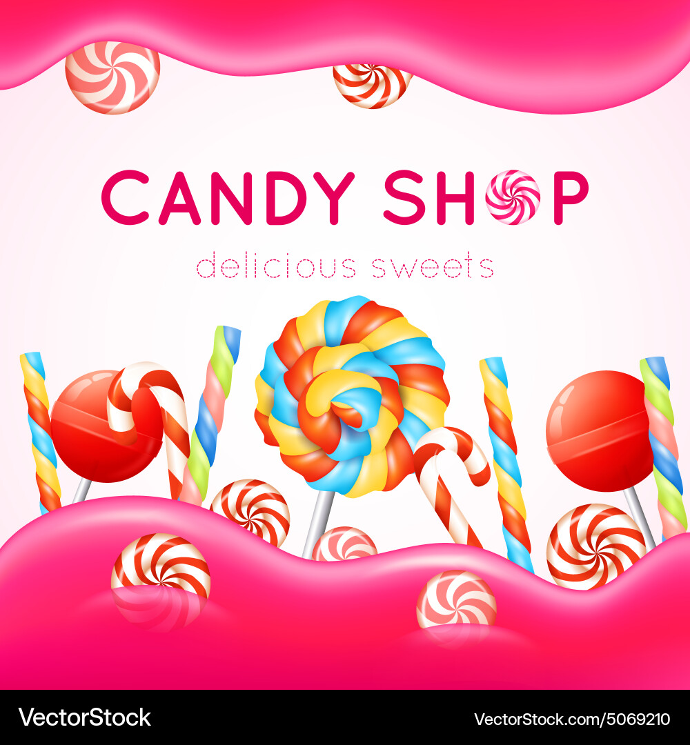 Candy shop poster Royalty Free Vector Image - VectorStock