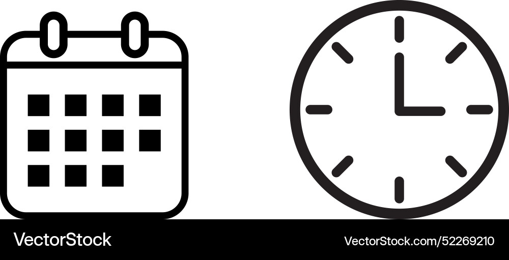 Date and time icons isolated on white background Vector Image