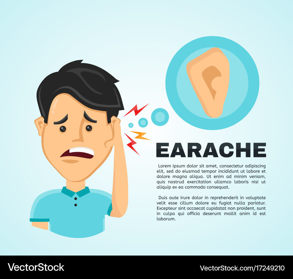 Flat man with a earache Royalty Free Vector Image