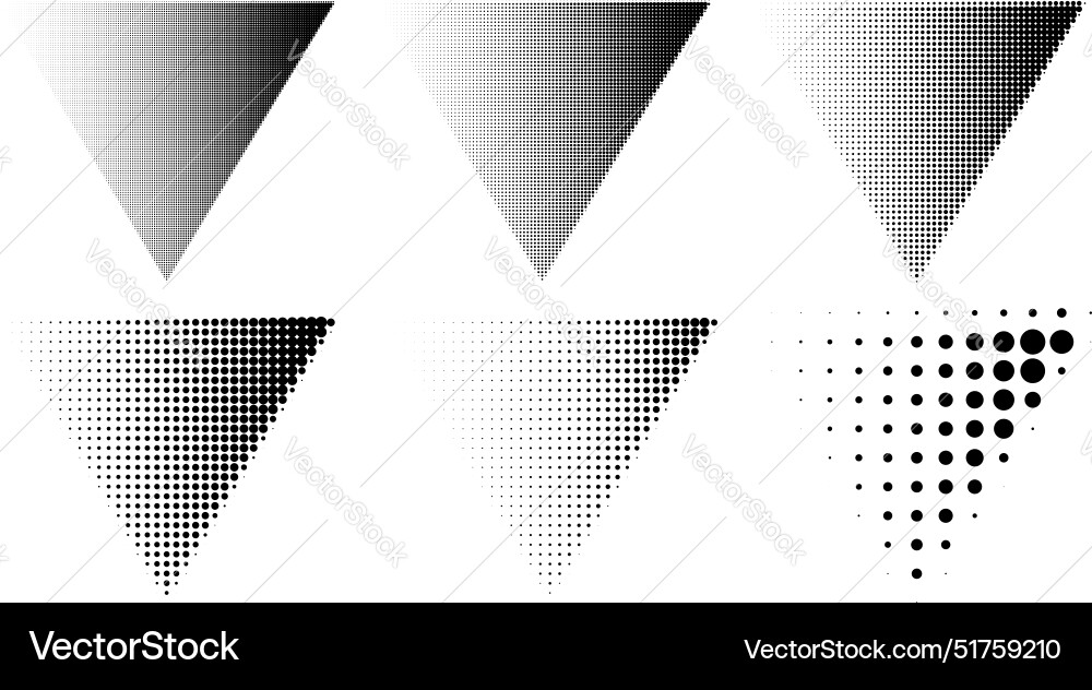 Halftone dotted triangle set Royalty Free Vector Image