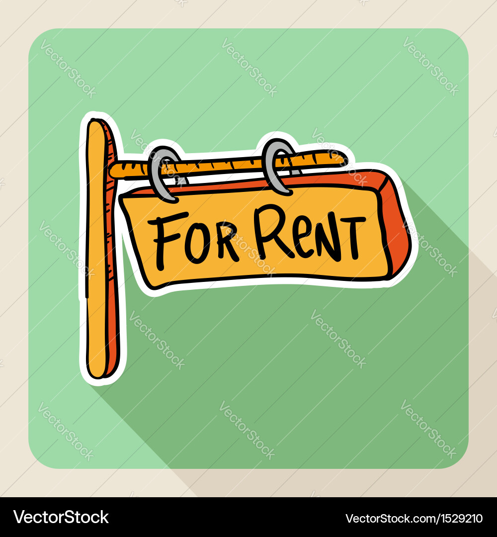 Hand drawn for rent post sign Royalty Free Vector Image