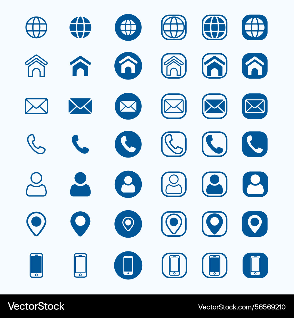 Icons set contact Royalty Free Vector Image - VectorStock