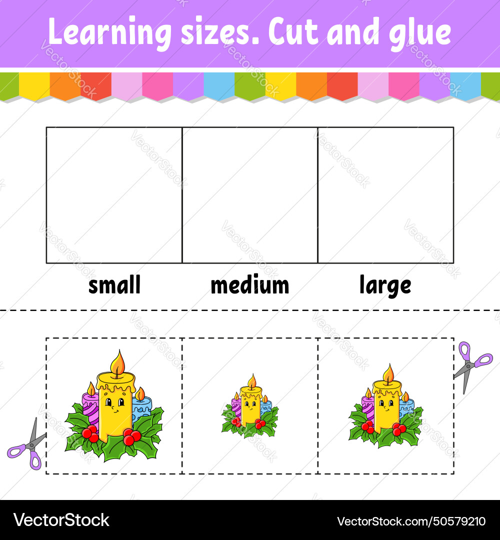Learning sizes cut and glue easy level color Vector Image