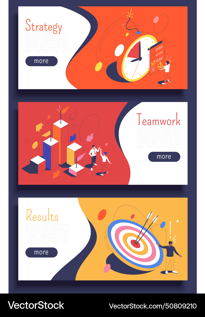 Project management isometric banners Royalty Free Vector