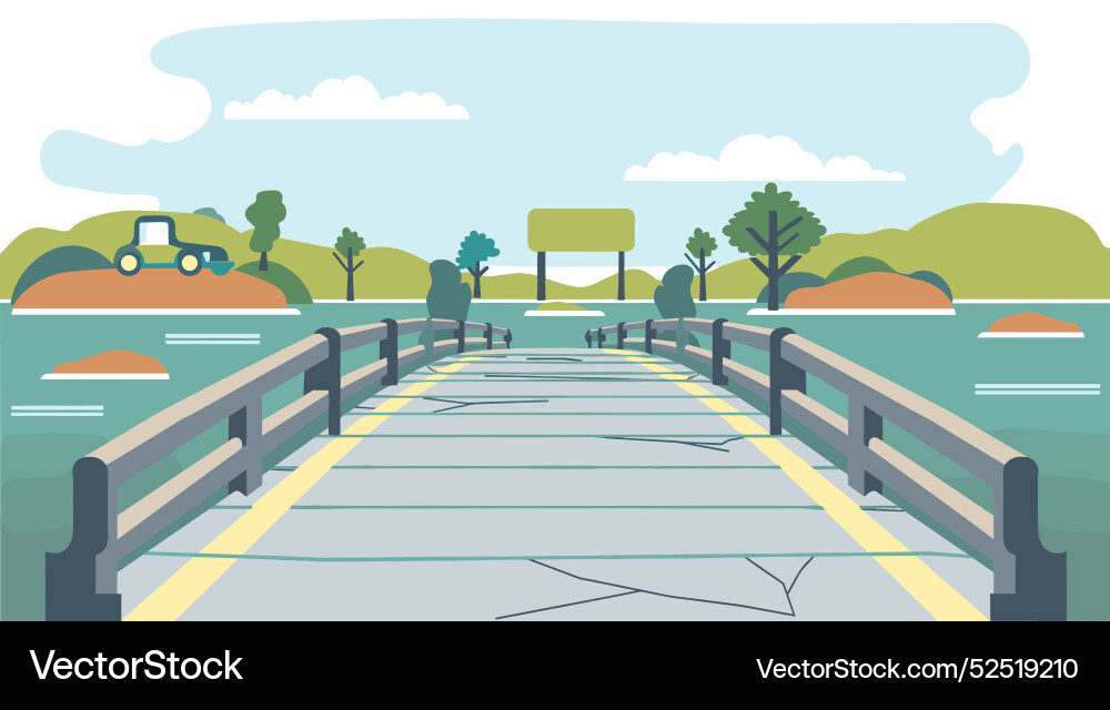 Rural bridge landscape Royalty Free Vector Image