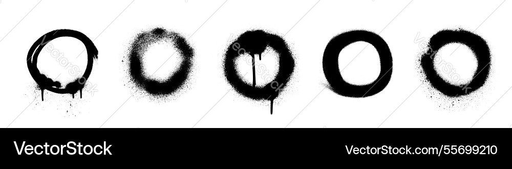 Spray paint circles set isolated on white Vector Image