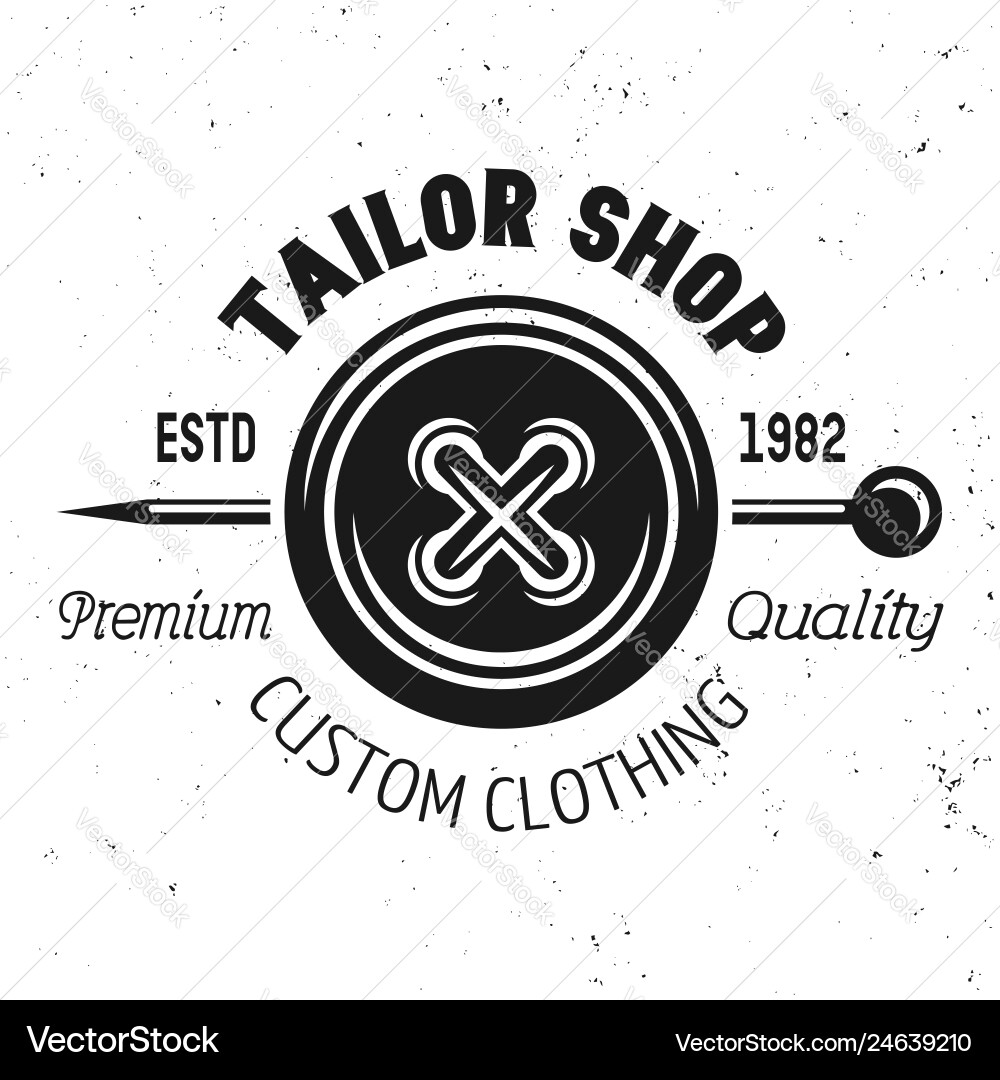 Tailor shop emblem with clothes button Royalty Free Vector