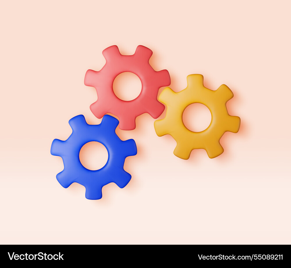 3d geometric colorful gear wheels Royalty Free Vector Image
