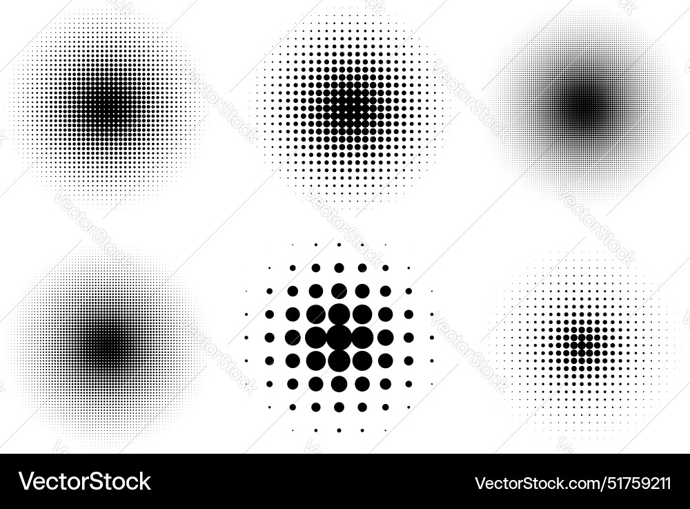 Halftone dotted circles set Royalty Free Vector Image