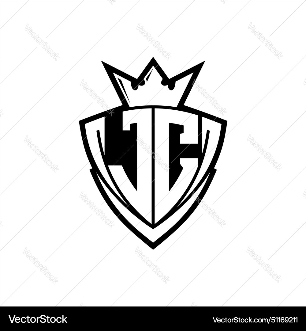 Jc letter logo with sharp triangle shield shape Vector Image