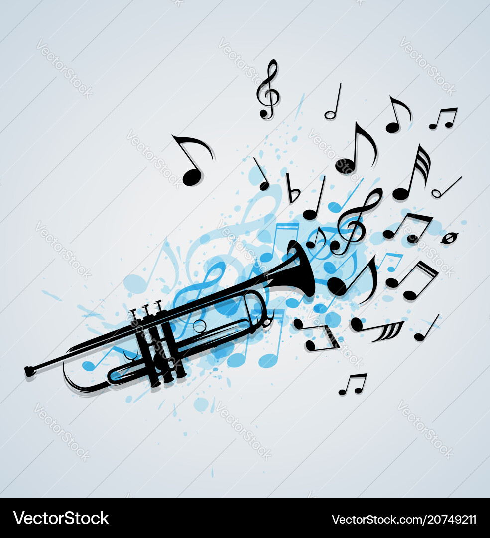 Music abstract background with trumpet Royalty Free Vector