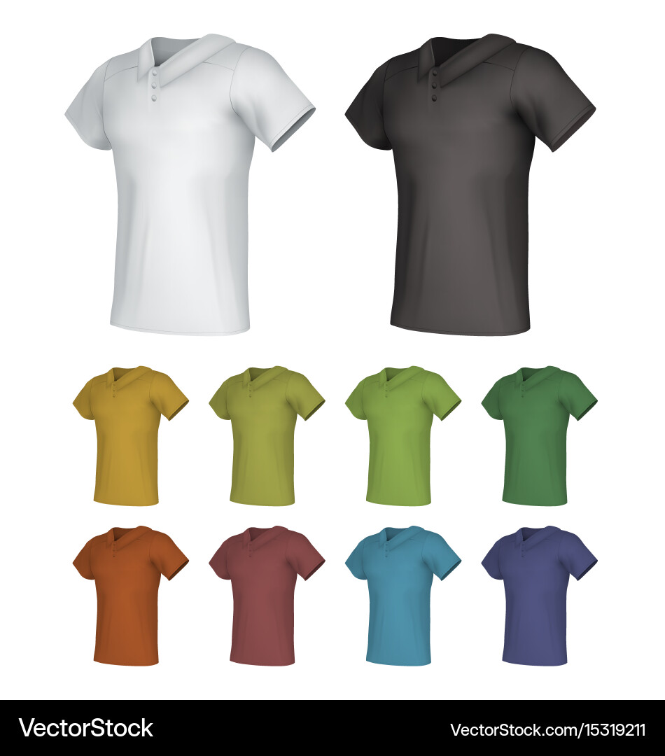 Plain male polo shirt template set Royalty Free Vector Image