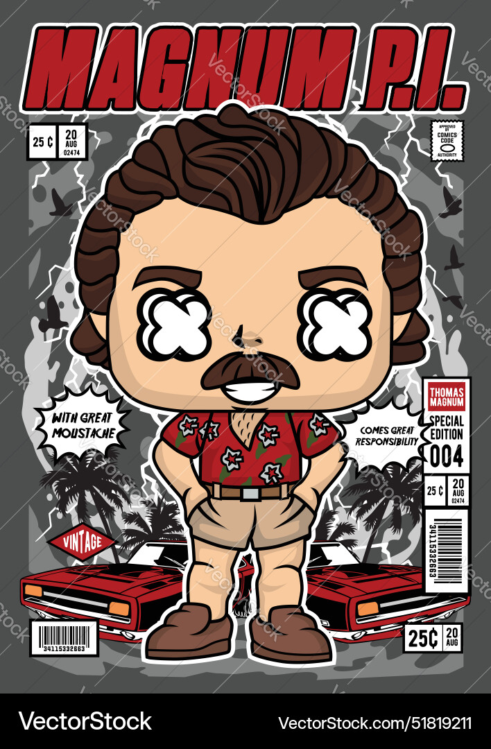 Pop art magnum pi Royalty Free Vector Image - VectorStock