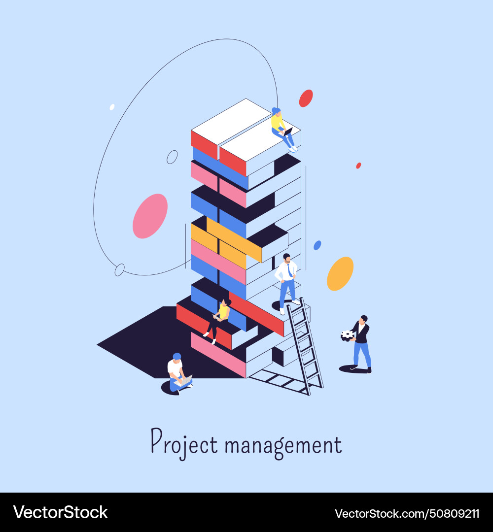 Project management isometric background Royalty Free Vector