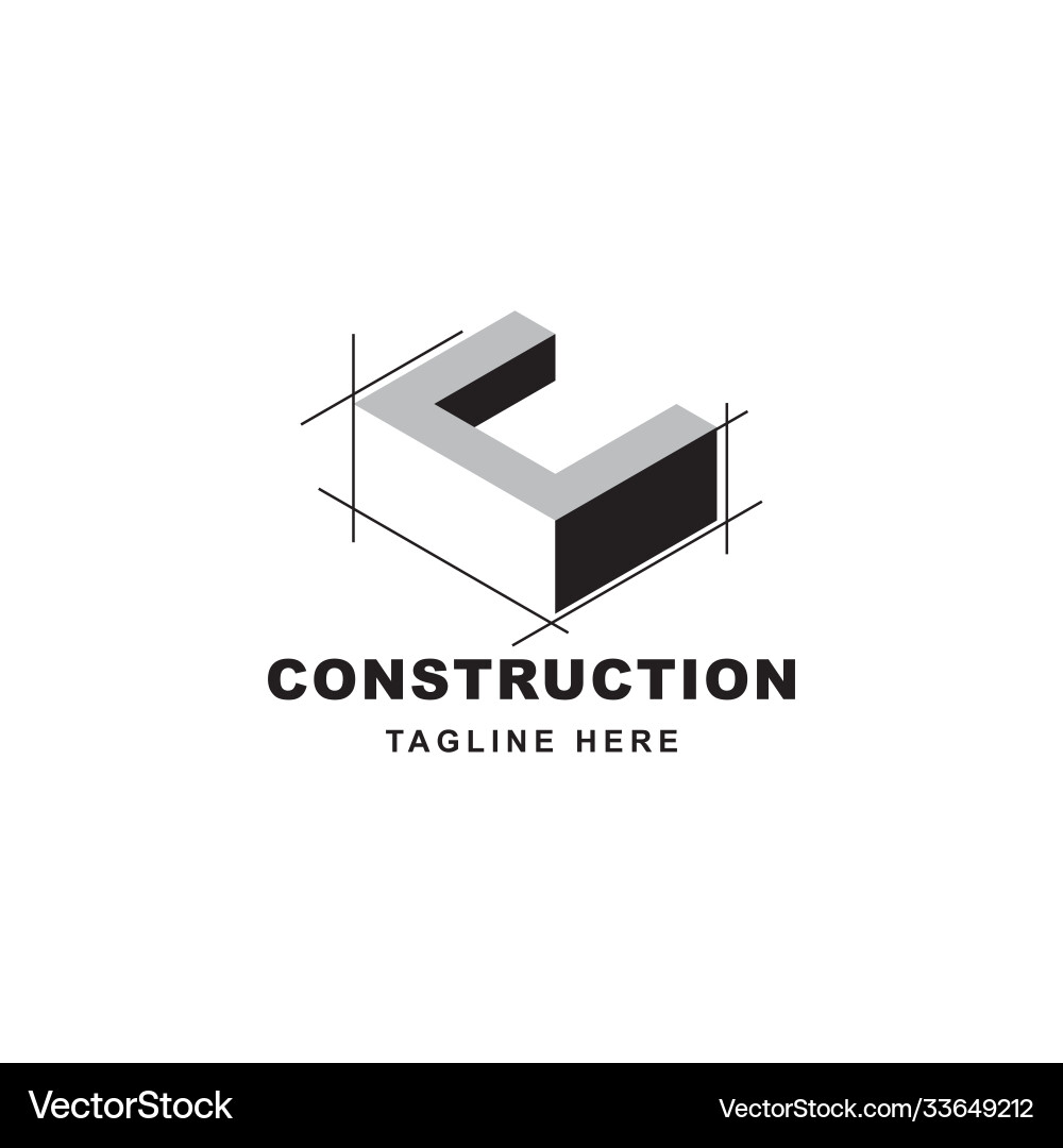 Construction logo design with letter c shape icon Vector Image