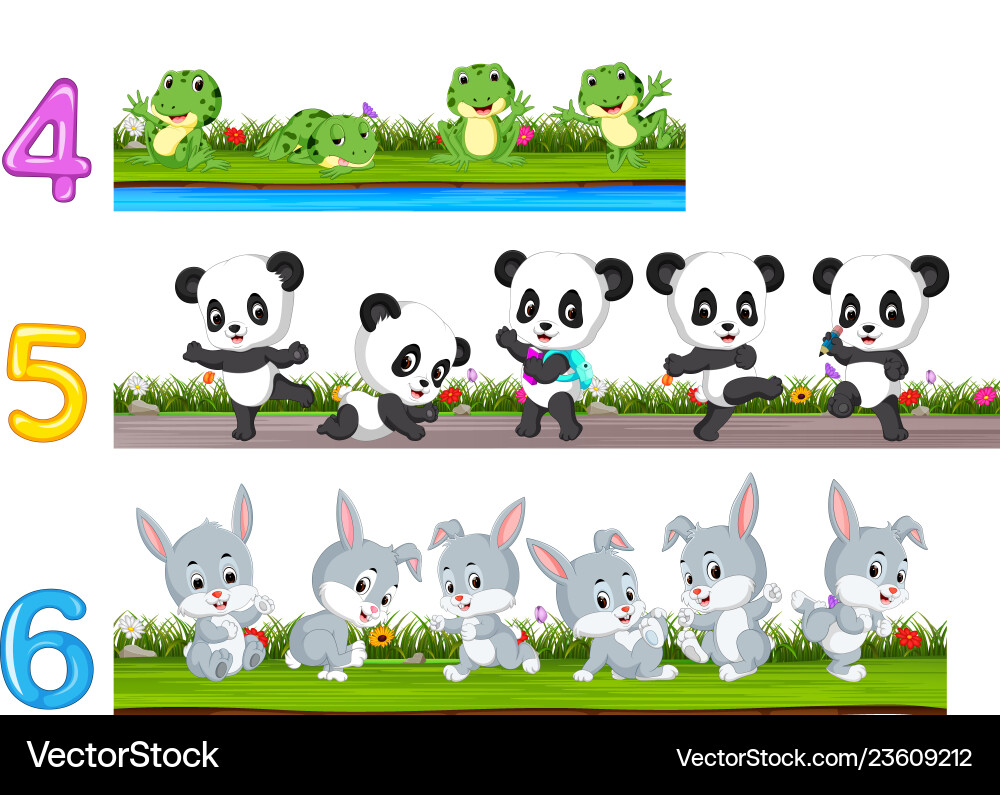 Counting numbers with animals Royalty Free Vector Image