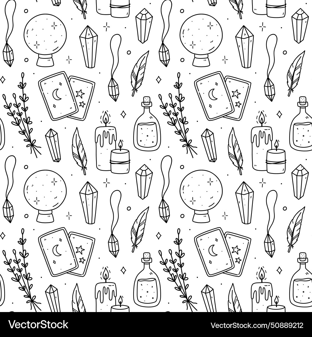 Cute seamless pattern with magic doodles Vector Image