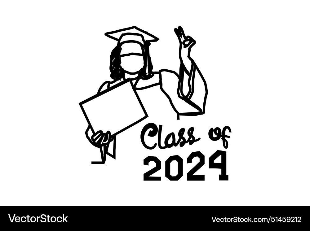 Lettering text class of 2024 with line art Vector Image