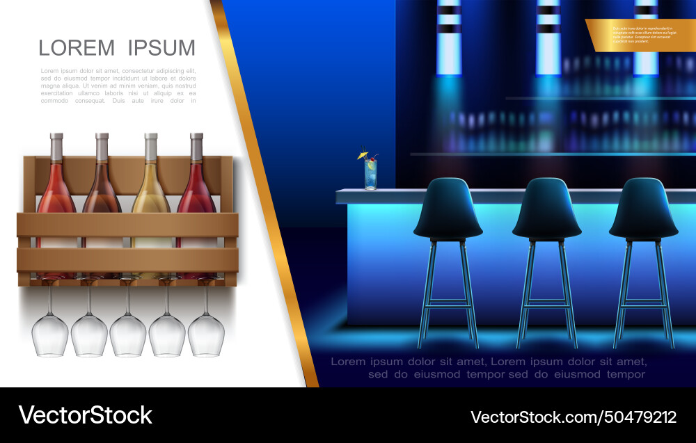 Realistic night club interior concept Royalty Free Vector