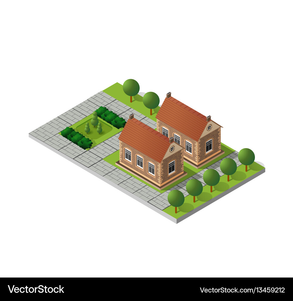 Retro Country House Isometric Royalty Free Vector Image