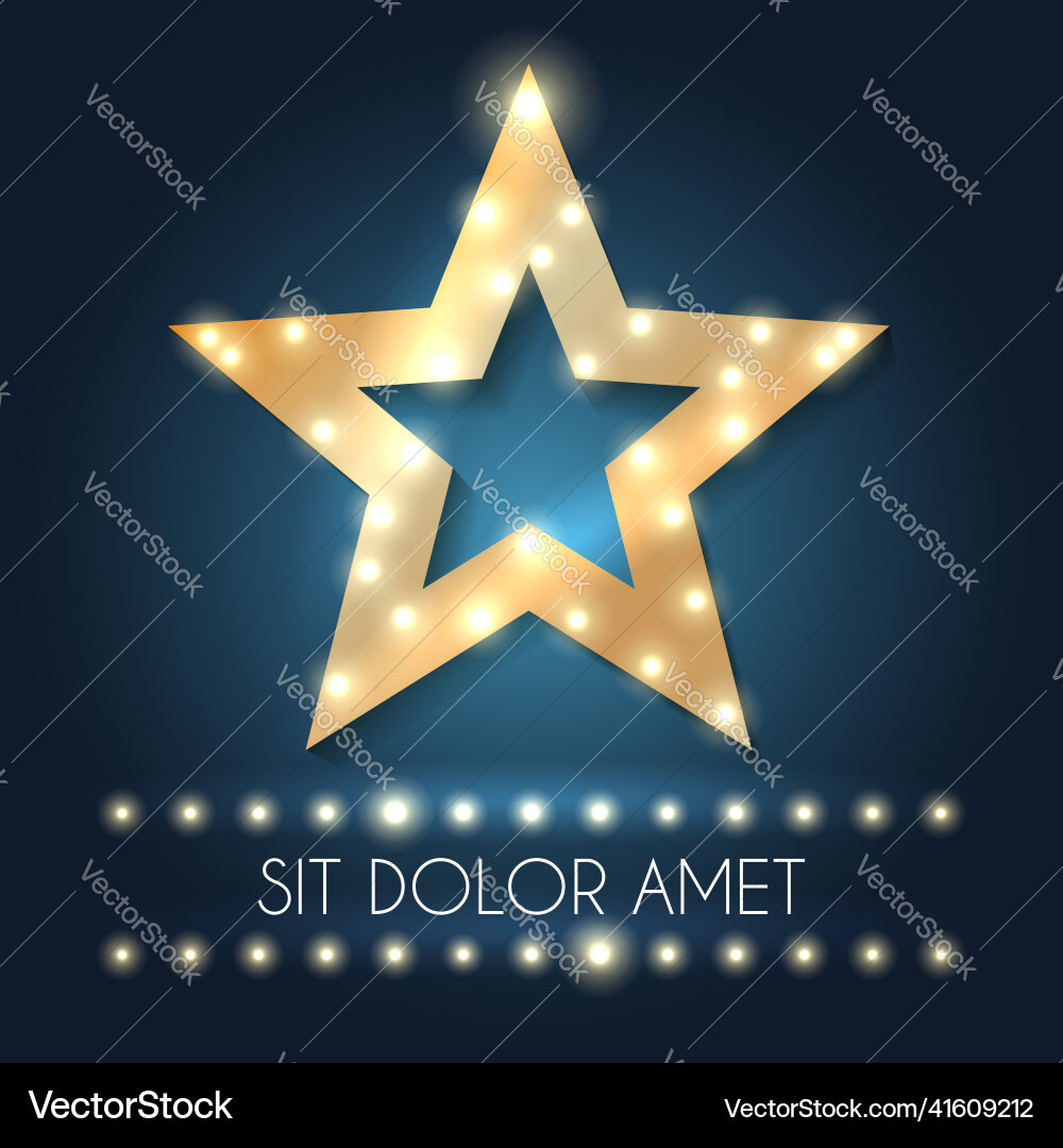 Retro hollywood star frame with message and lights