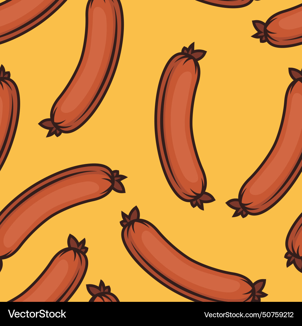 Seamless pattern with flat sausage Royalty Free Vector Image