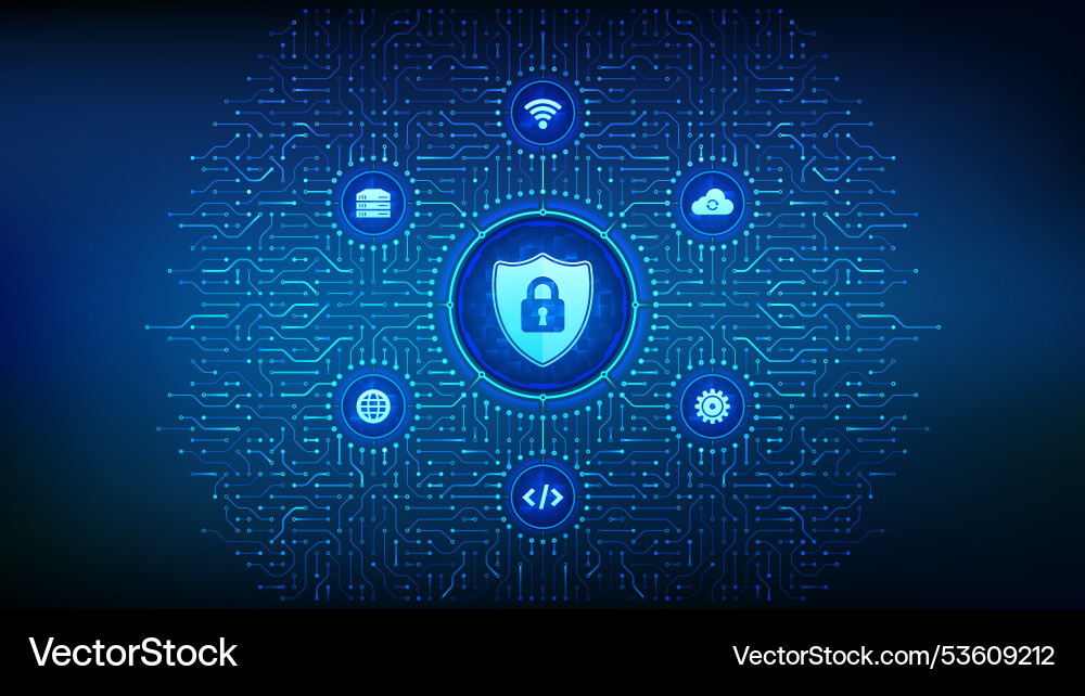 Security shield cyber security shield with lock Vector Image