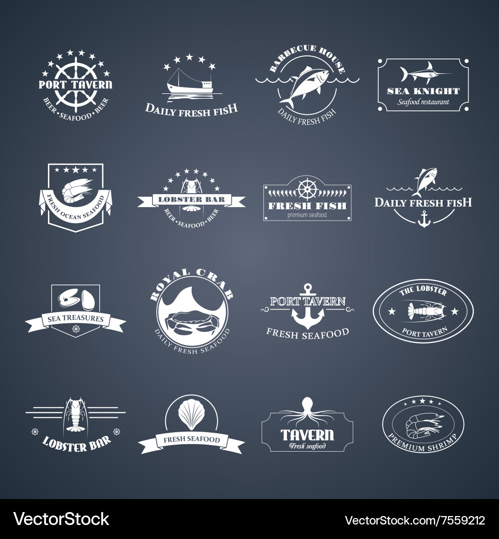 Set of seafood logos Royalty Free Vector Image