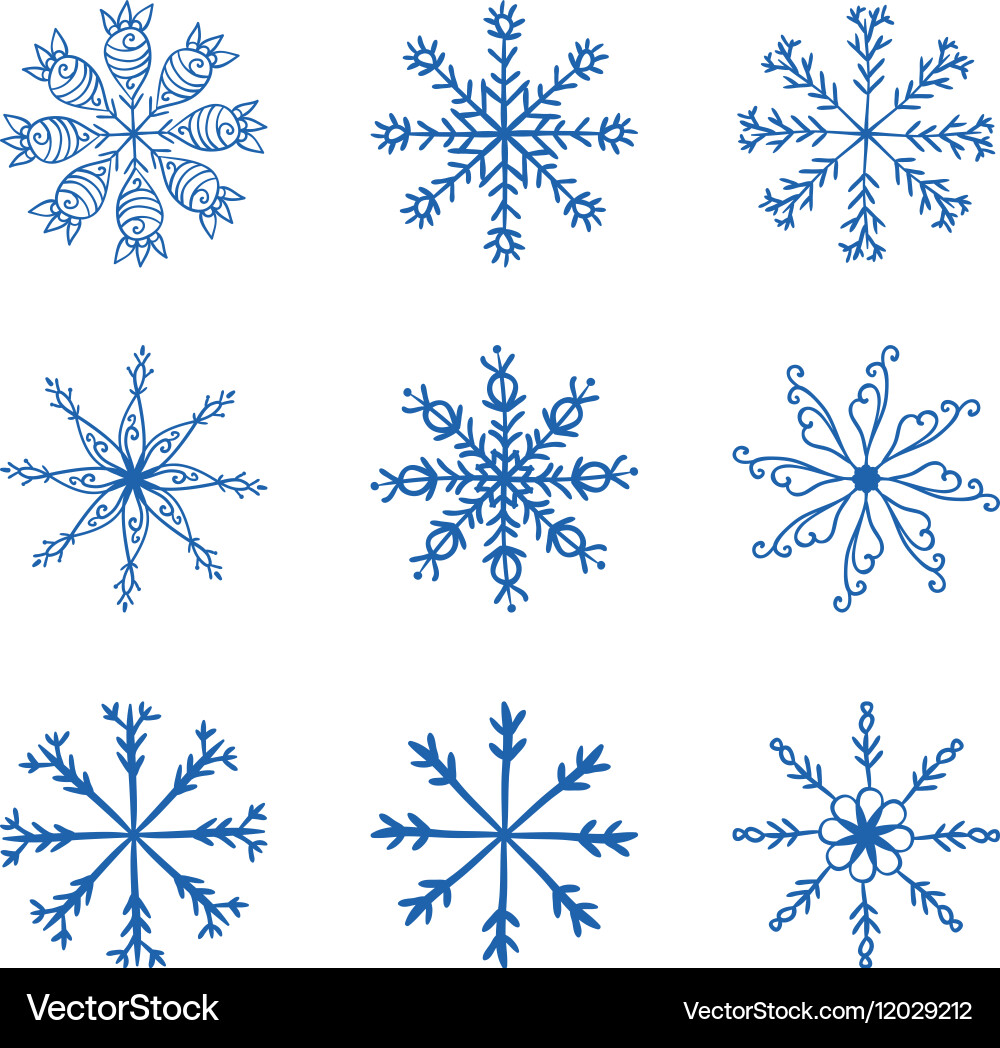 Snow flake set Royalty Free Vector Image - VectorStock