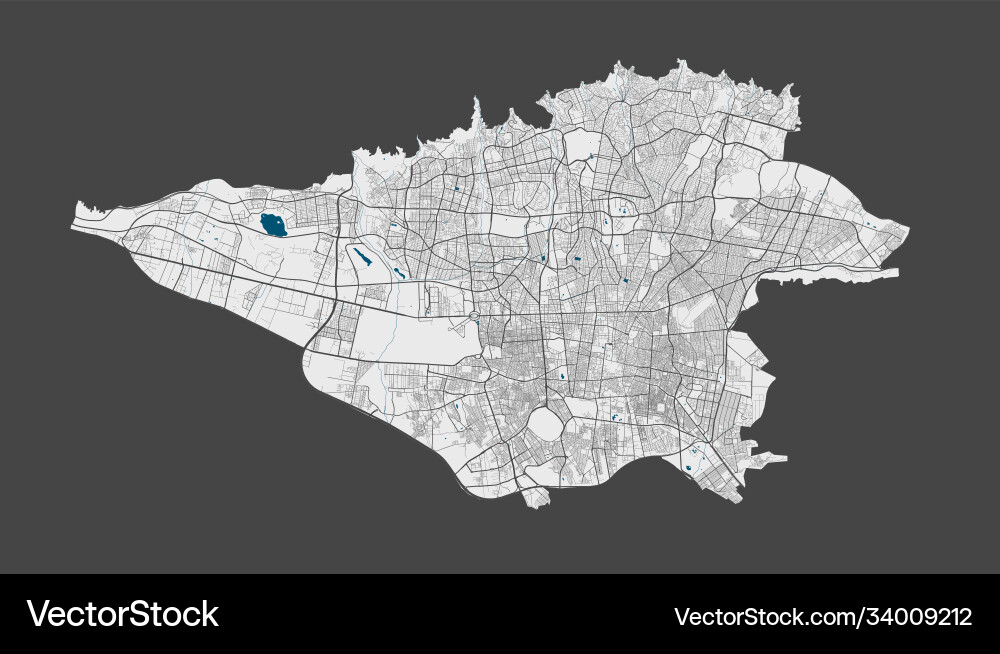 Tehran map detailed city poster Royalty Free Vector Image