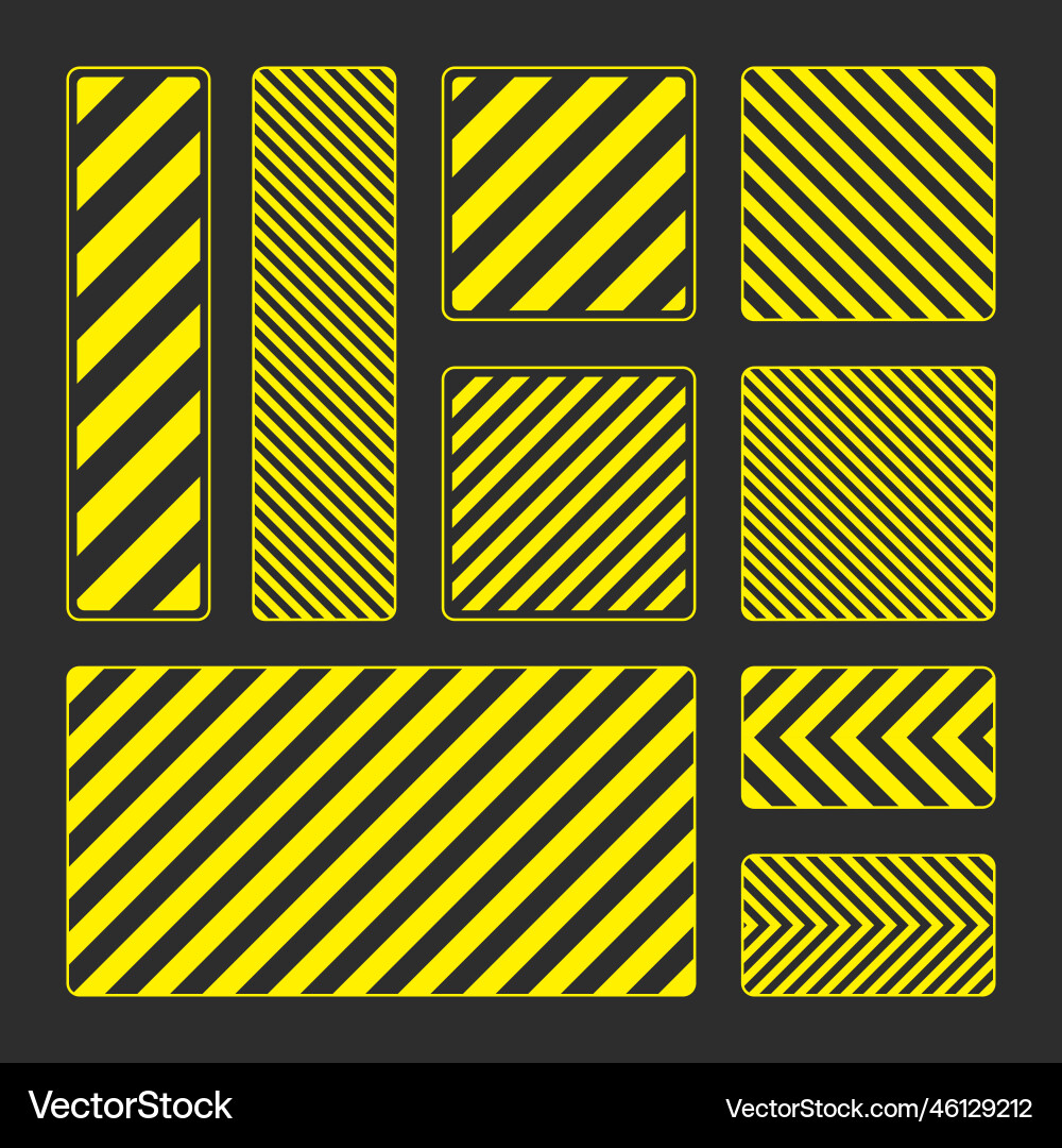 Various yellow warning signs with diagonal lines Vector Image