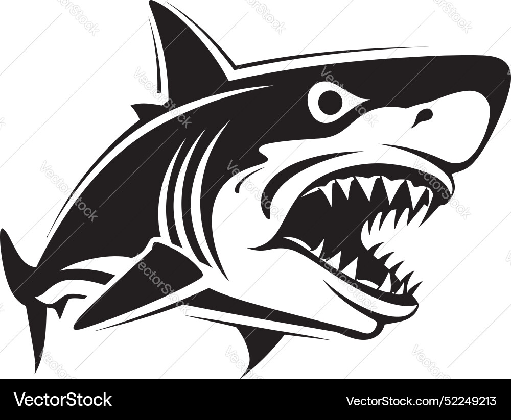 Abyssal dominance elegant black shark logo Vector Image