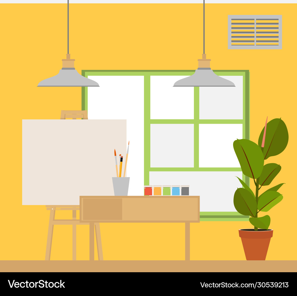 Art studio interior creative workshop room Vector Image